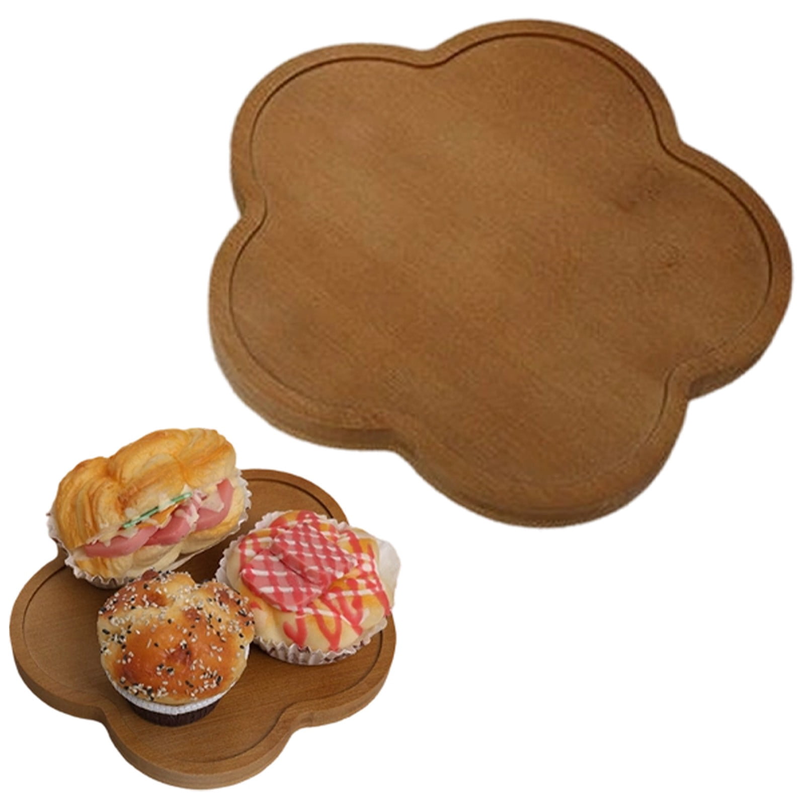 1pc Petal Shaped Wooden Plate Saucer Tray for Fruits Desserts Snacks ...