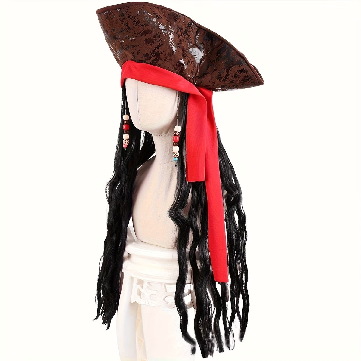 1pc Pirate Cosplay Captain Hat with Curly Hair Wig - Perfect for ...