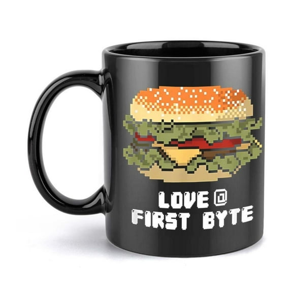 1pc Pixel Burger Humorous Ceramic Mug 11oz 360ml Cartoon Coffee Cup ...