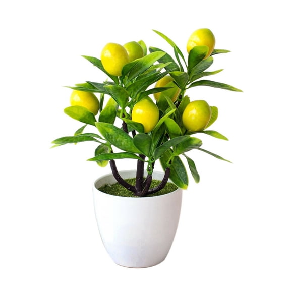 1pc Plastic Artificial Lemon Tree Simulated Bonsai Potted Plants Fake ...