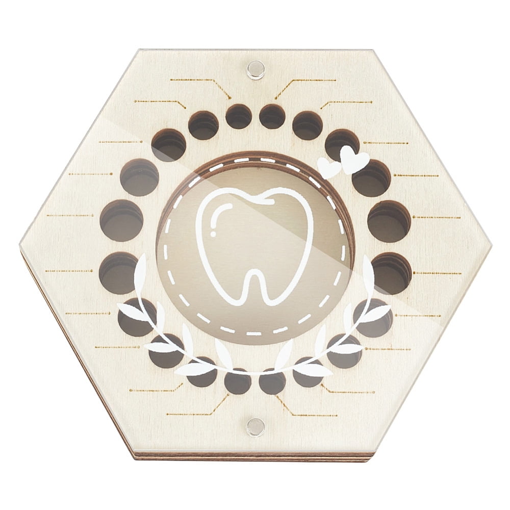 1pc Plywood Baby Teeth Storage Boxes with Acrylic Magnetic Cover Beige ...