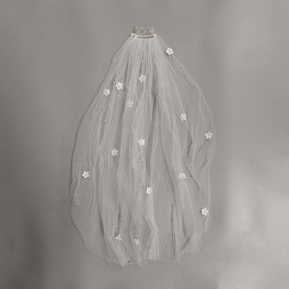 1pc Polyester Bridal Mesh Veil with Metal Hair Combs for Women Flower ...