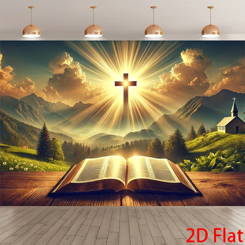1pc Polyester Photography Backdrop tapestry- Sacred Bible Scene with ...