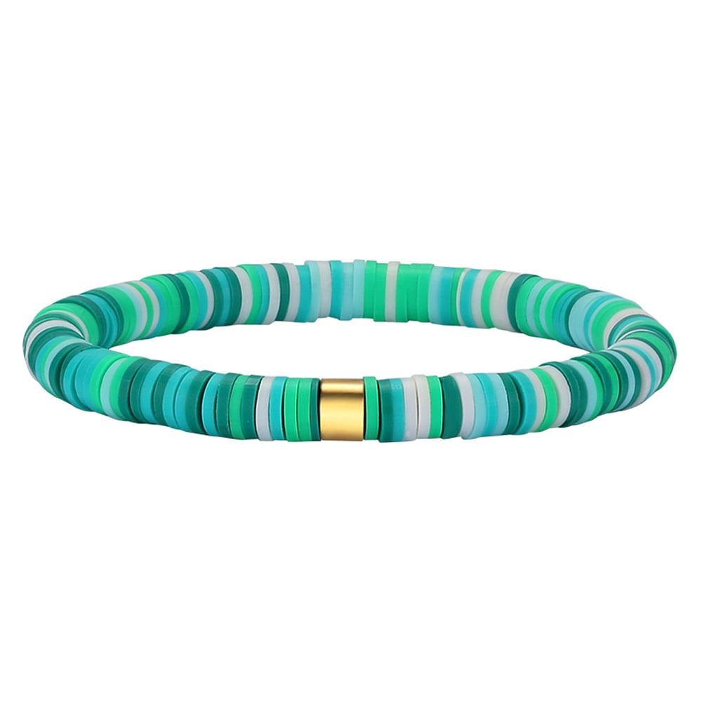 1pc Polymer Clay Heishi Surfer Stretch Bracelet with 304 Stainless ...