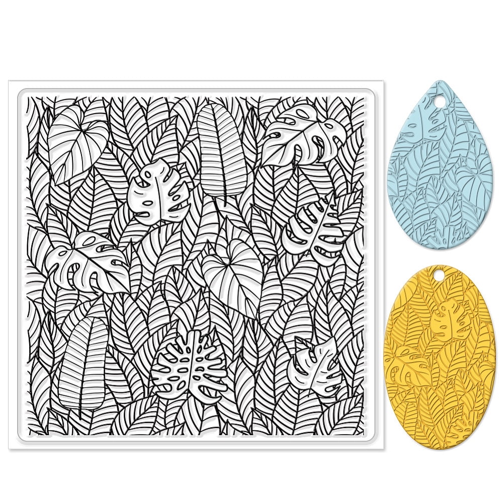 1pc Polymer Clay Texture Sheets Leaves Silicone Texture Stamp Sheets ...