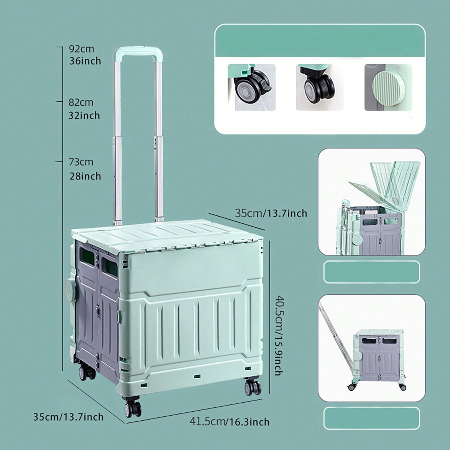 1pc Portable Foldable Shopping Cart, Supermarket Shopping Large ...