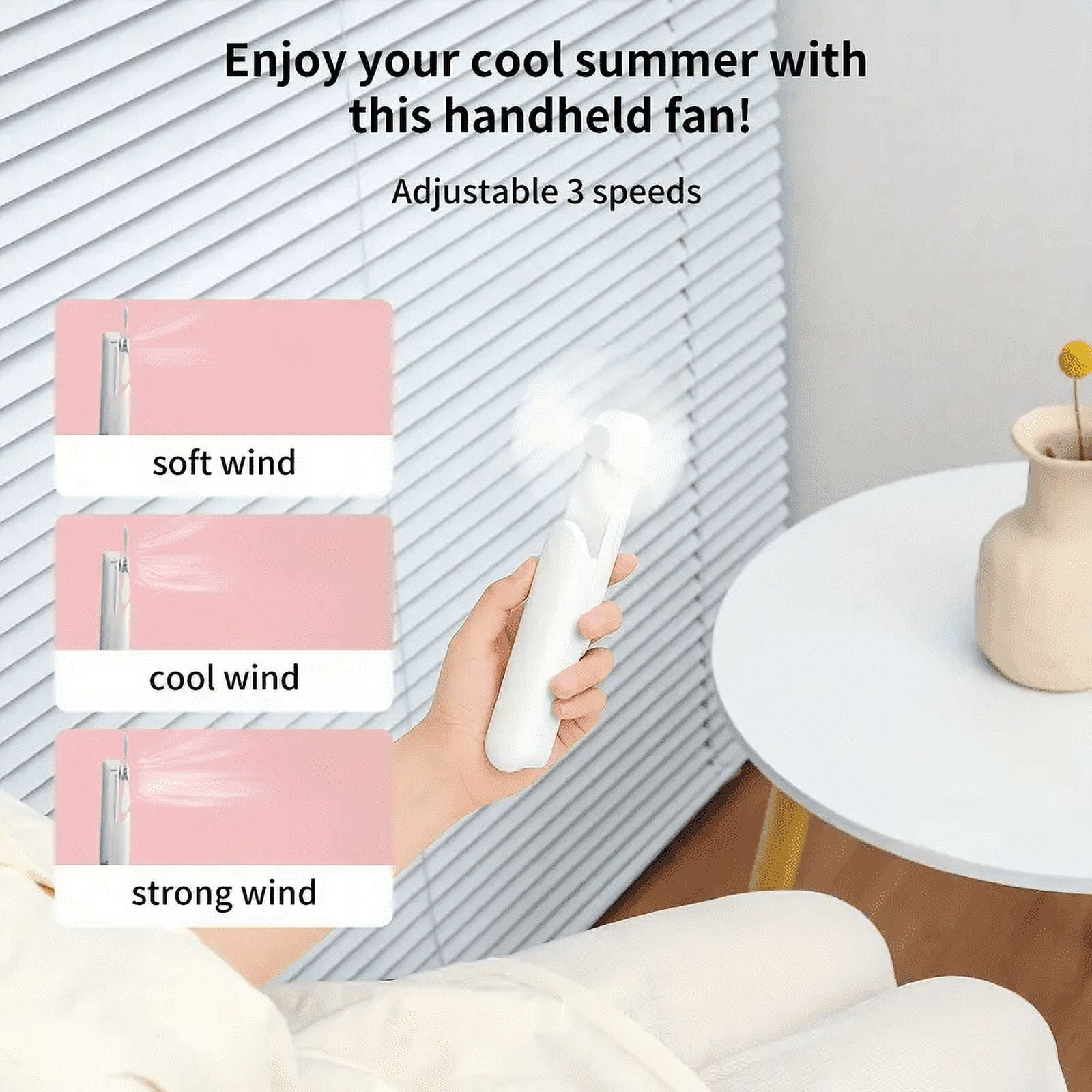 1pc Portable Mini Fan USB Rechargeable 2000mAh Battery power bank type ...