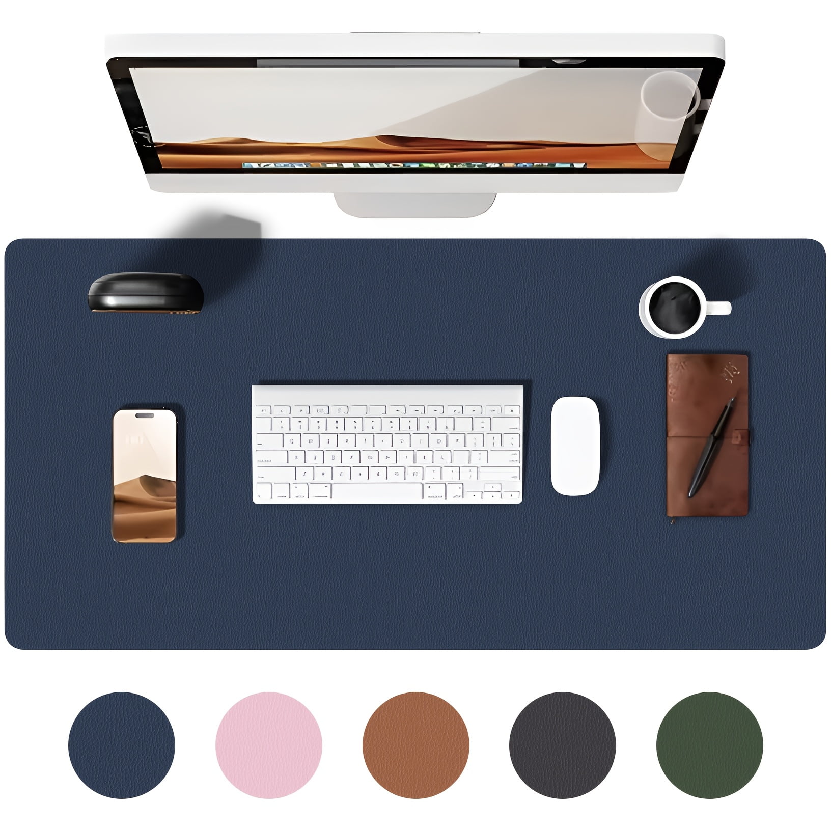 1pc Premium Faux Leather Large Mouse Pad With Anti-Slip Base ...