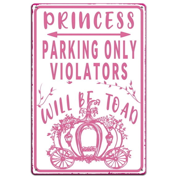 1pc Princess Parking Only Metal Signs Pink Pumpkin Car Tin Sign Vintage ...