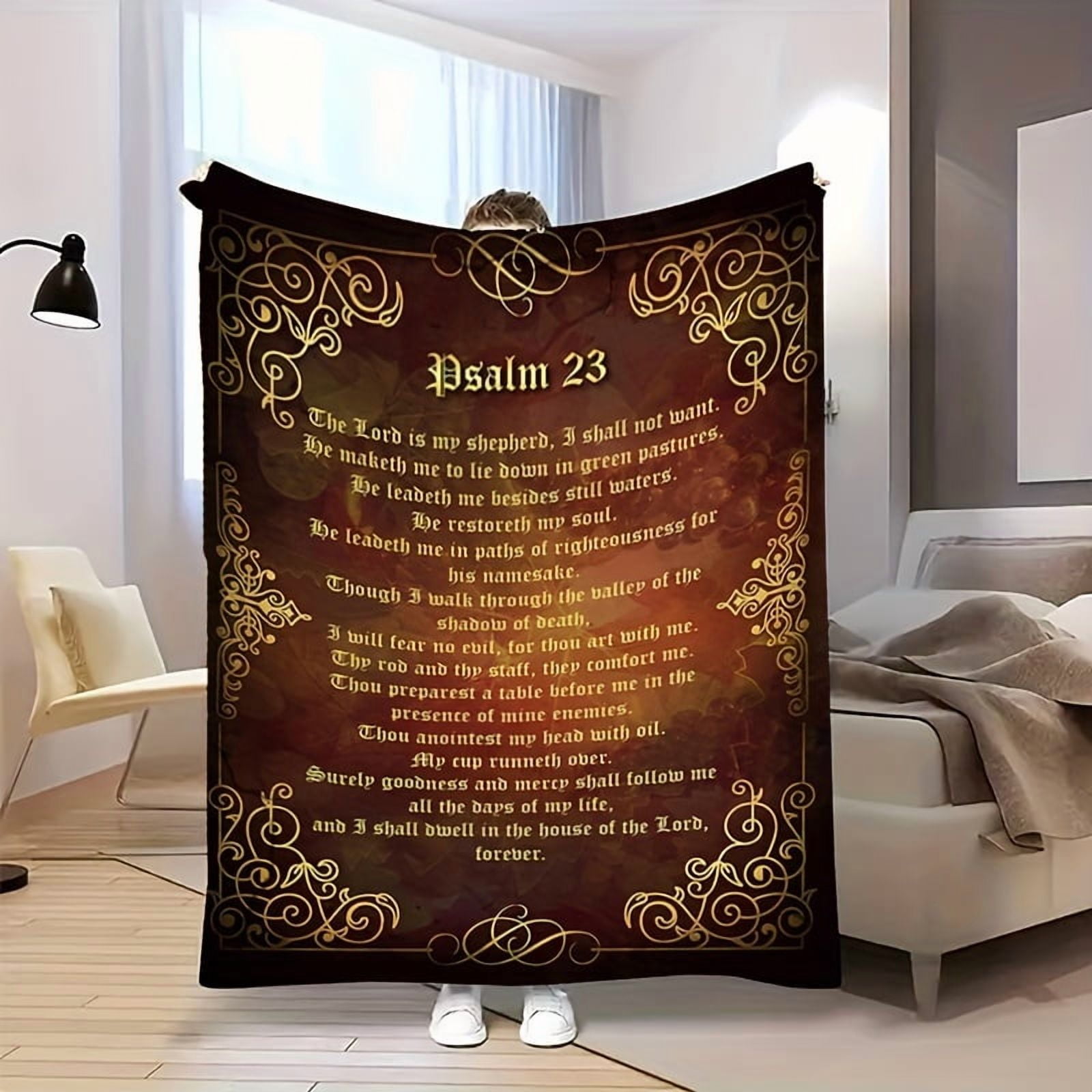 1pc Psalm 23 Flannel Throw Blanket – Soft, Warm, All-Season Religious ...