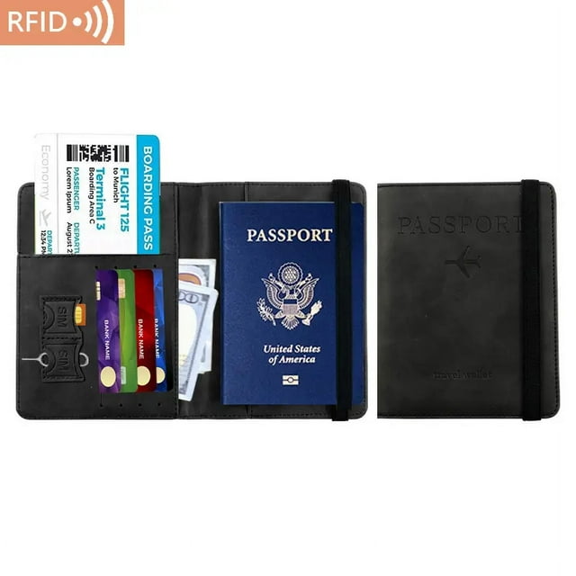 1pc Pu Leather Passport Card Holder RFID Multi Card Position ...
