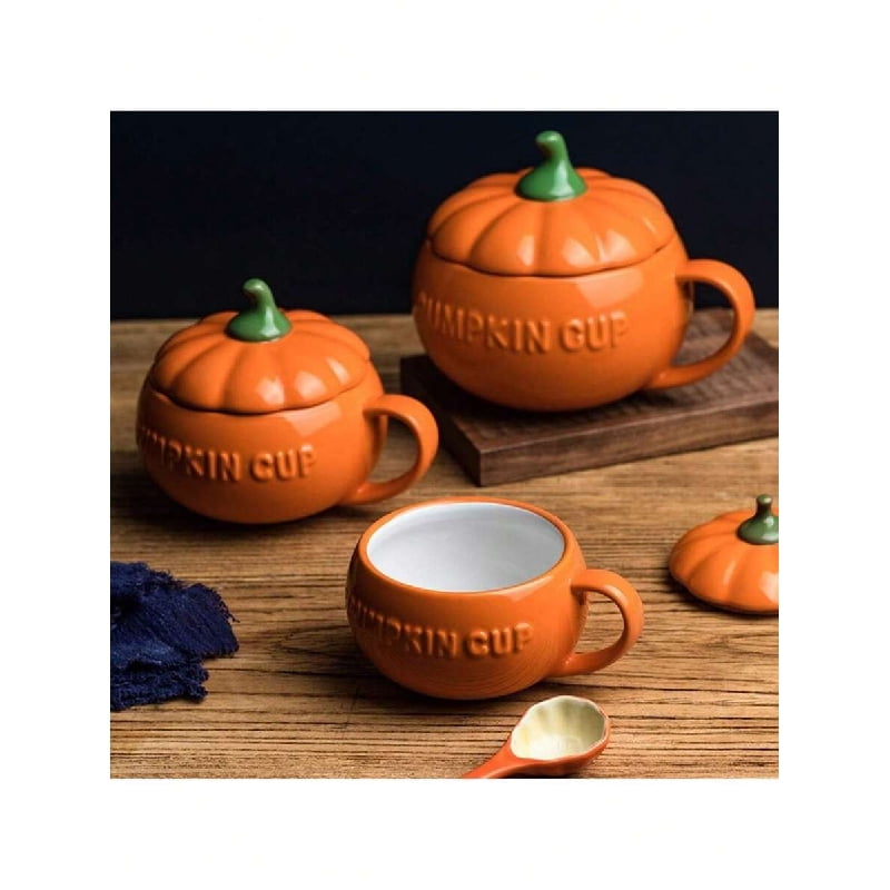 1pc Pumpkin-Shaped Ceramic Coffee Mug, Reusable Pumpkin Teacup With ...