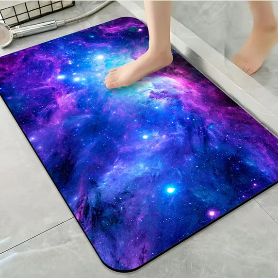 1pc Purple and Blue Cosmic Scene Bathroom Rug Bathroom Decor and ...
