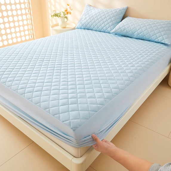 1pc Quilted Waterproof Fitted Sheet, Machine Washable Mattress ...