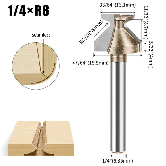 1pc R8 Arcs Bending Integrated Router Bit Gold Router Bit For ...