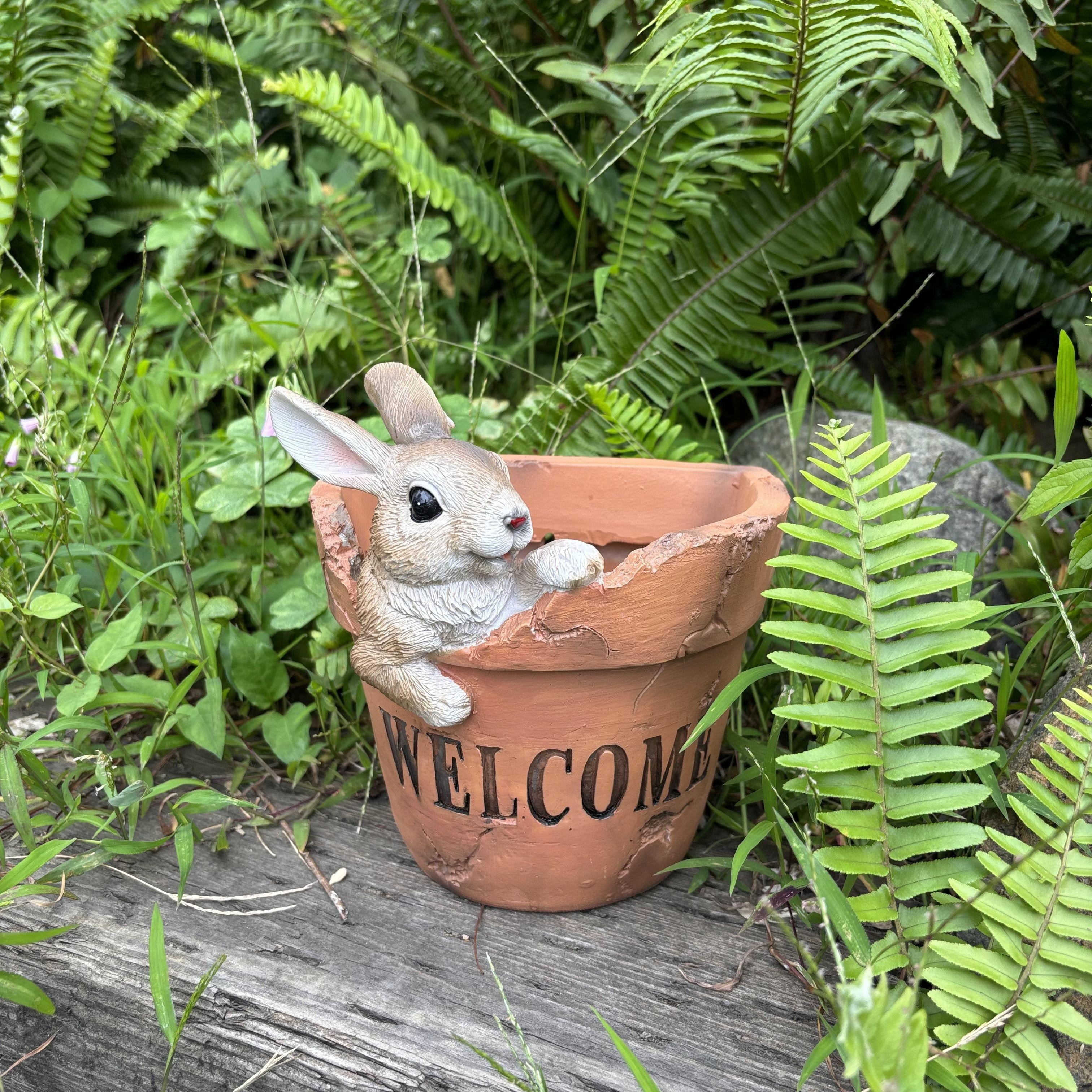 1pc Rabbit Flower Pot Succulent Planter, Outdoor Bunny Flowerpot Garden ...