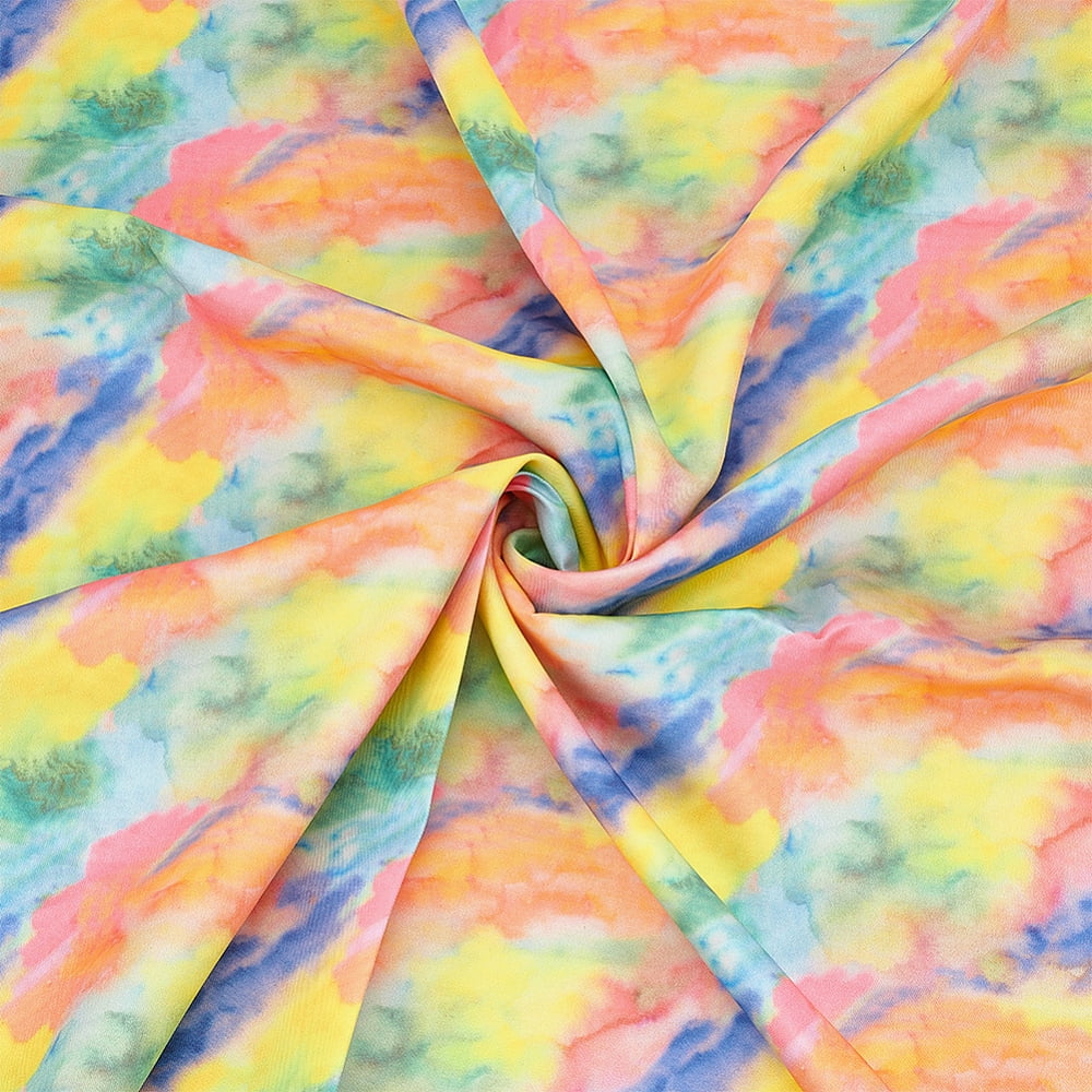 1pc Rainbow Color Polyester Fabric for Dress Costumes Decoration ...