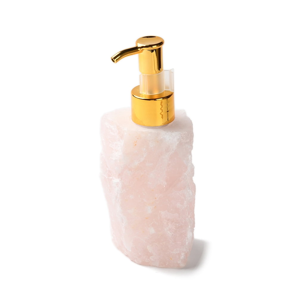 1pc Raw Natural Rose Quartz Pump Press Bottles with Plating Plastic ...