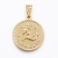 1pc Real 18K Gold Plated 304 Stainless Steel Pendants Flat Round with ...