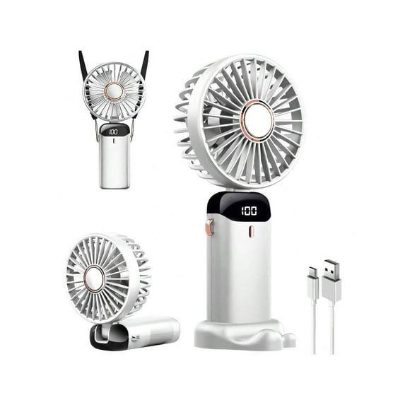 1pc Rechargeable Digital Display Mini Portable Foldable Desk/Halter Fan ...