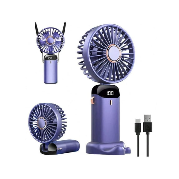 1pc Rechargeable Digital Display Mini Portable Foldable Desk/Halter Fan ...