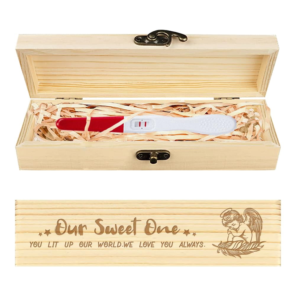 1pc Rectangle Wooden Pregnancy Test Keepsake box with Lock Annouced ...