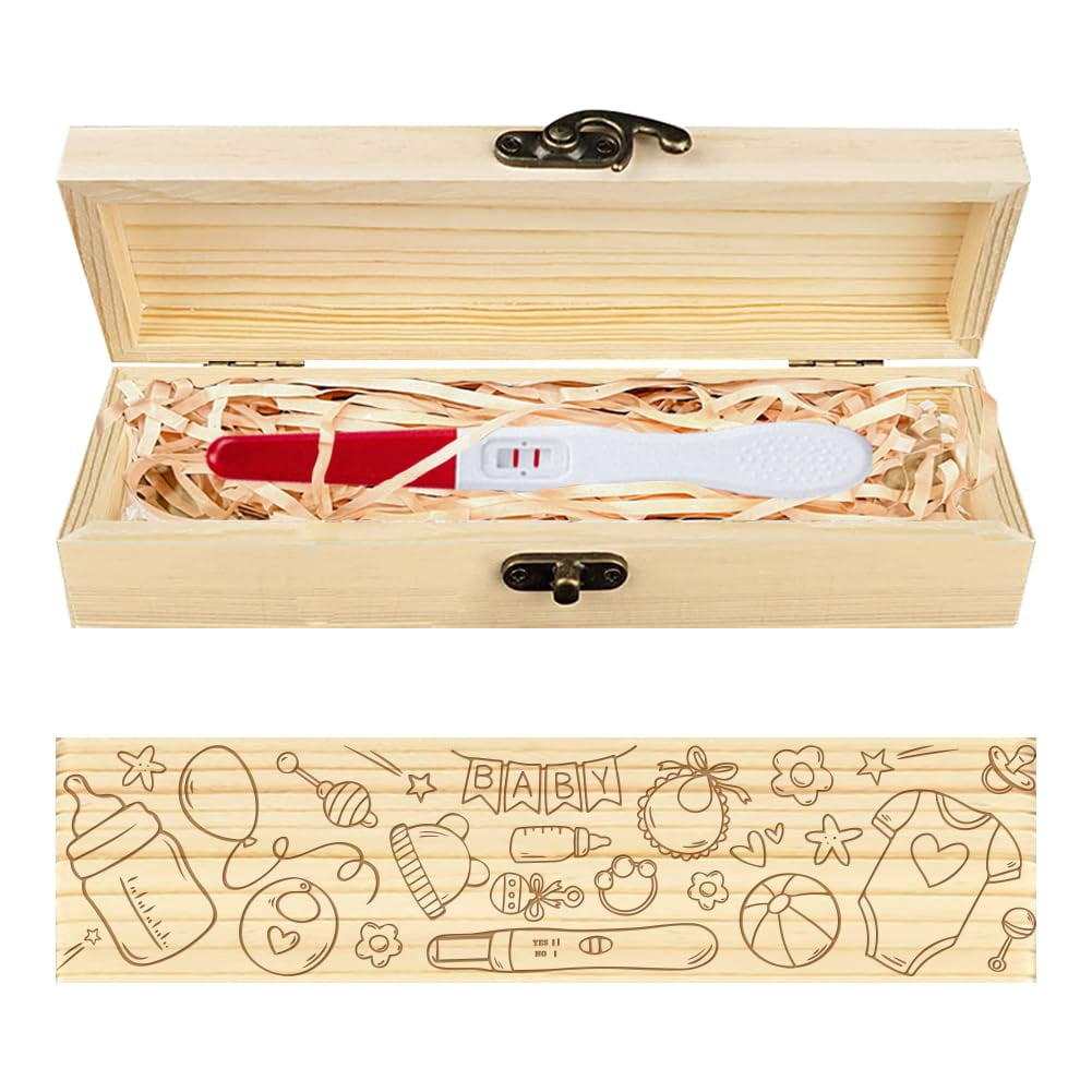 1pc Rectangle Wooden Pregnancy Test Keepsake box with Lock Annouced ...