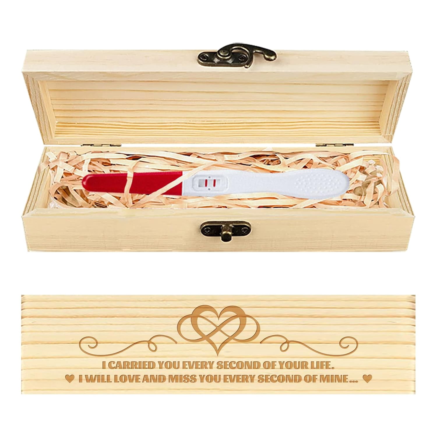 1pc Rectangle Wooden Pregnancy Test Keepsake box with Lock Baby ...