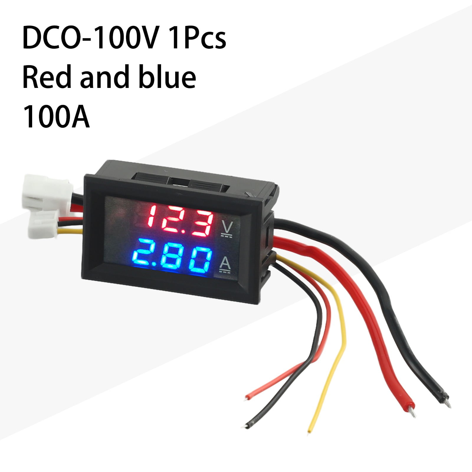 1pc Red Blue DC 0-100V 10A/50A/100A Digital Voltmeter Ammeter Dual Display Voltage Detector ...