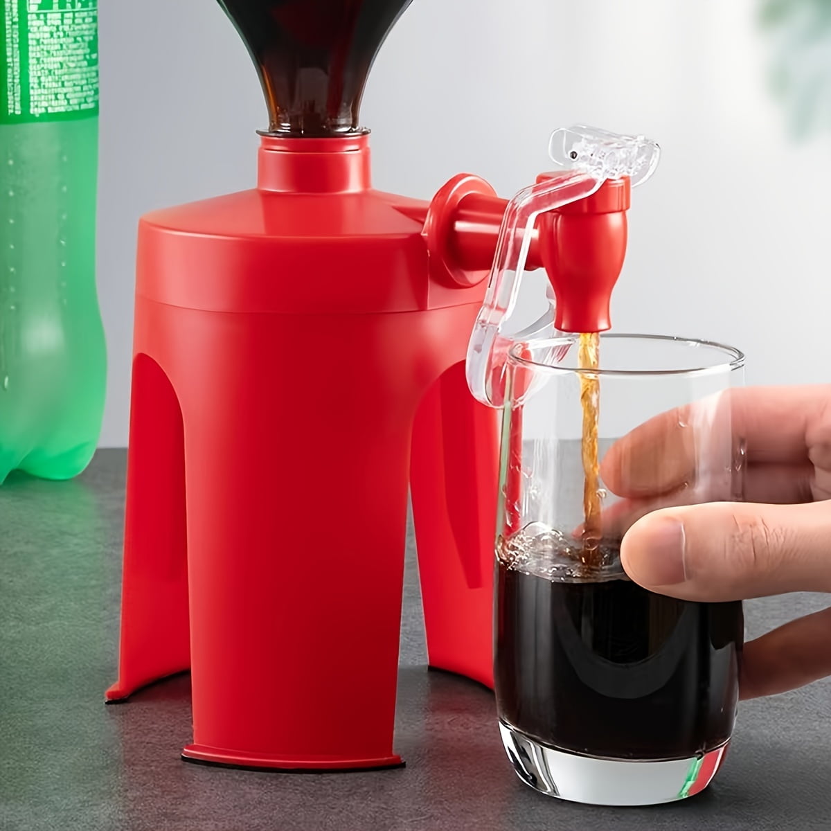 1pc Red Plastic Soda Bottle Dispenser Stand, 14.99x17.02cm Home ...