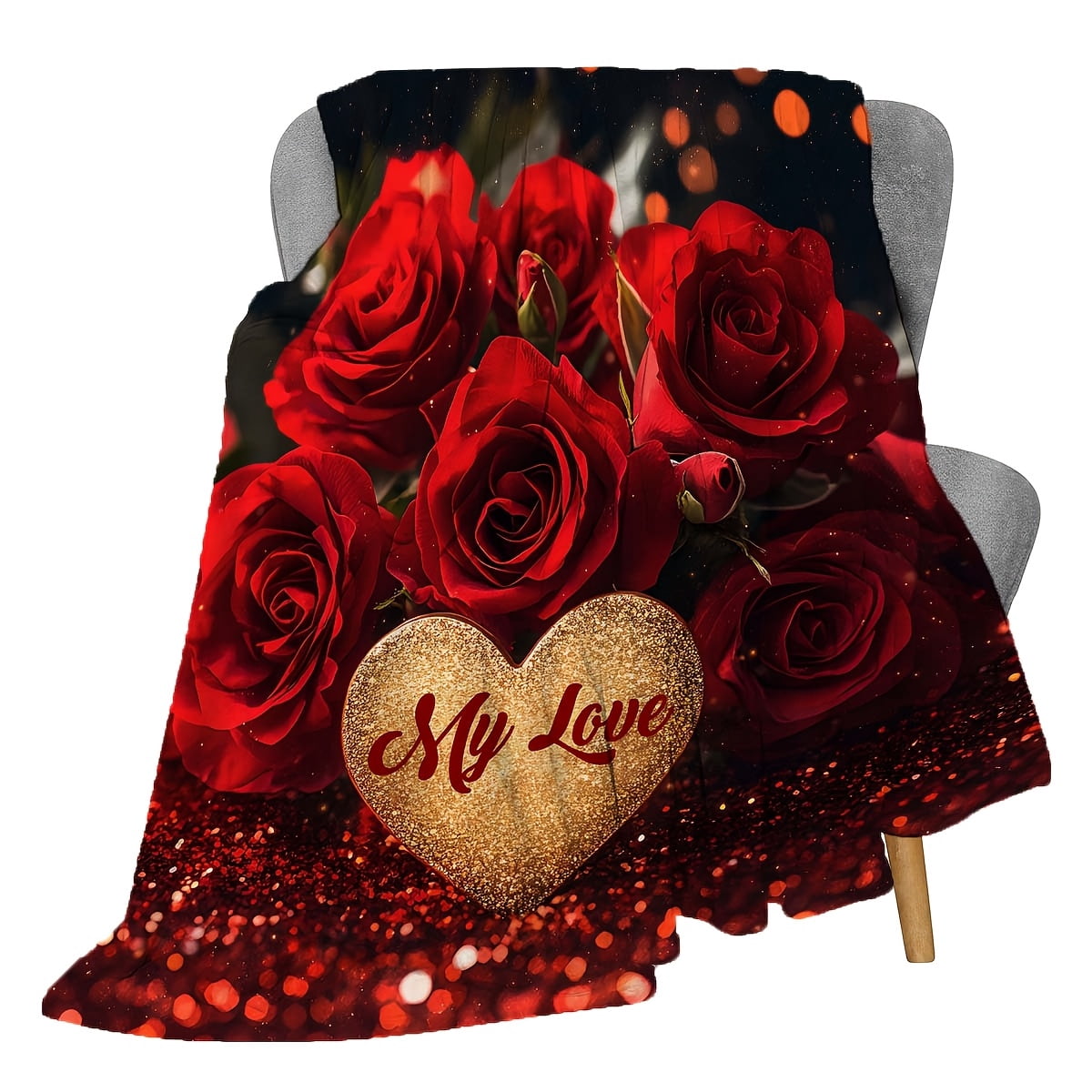 1pc Red Rose Flower Print Blanket Contemporary Bedspread Suitable for ...