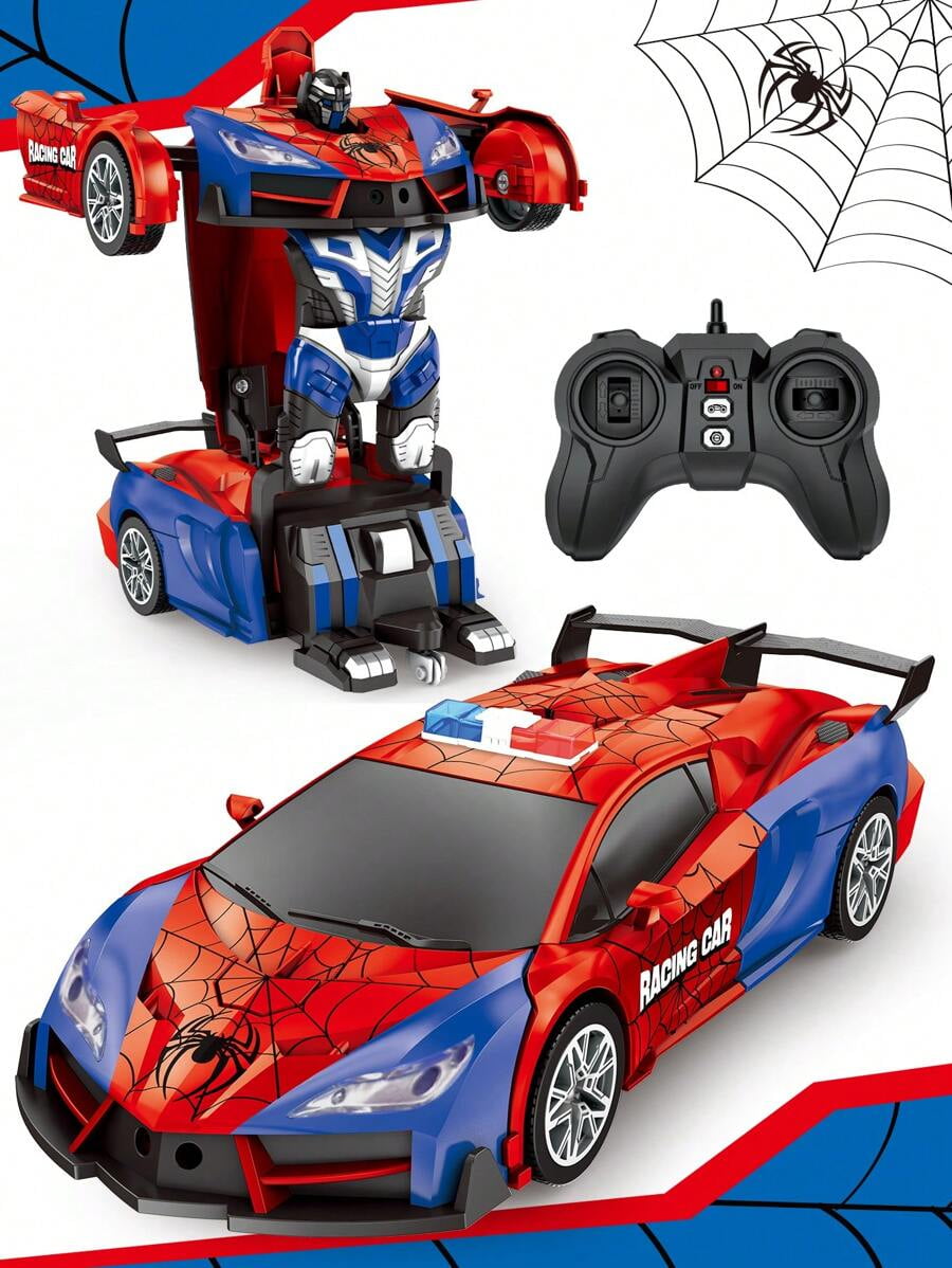 1pc Remote Control Spider Transforming Car - 2.4Ghz Autobot RC Car with LED Lights, One-Key ...
