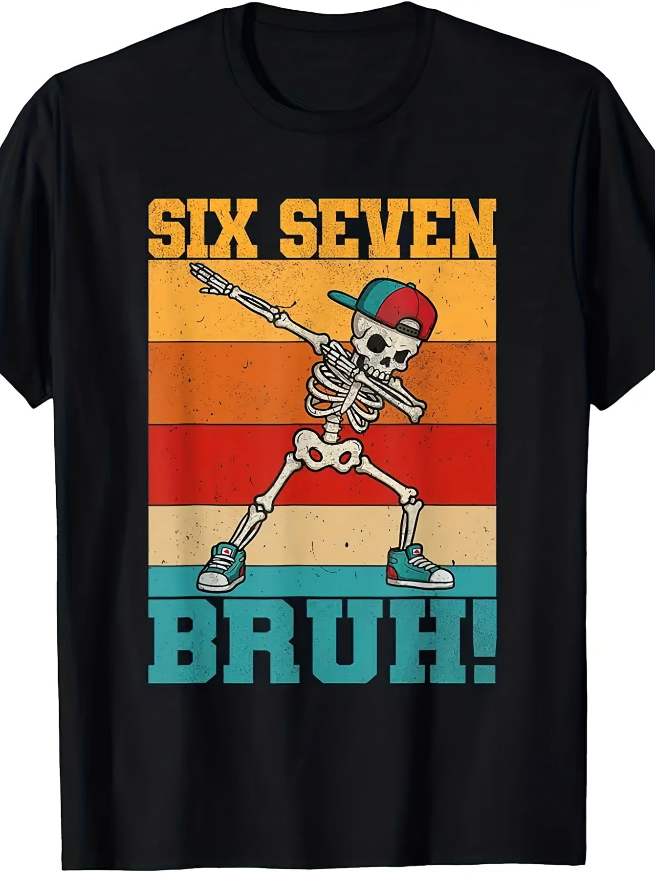 1pc Retro 80S Neon Skeleton Dance Meme T-Shirt | 67 Graphic With Dab ...