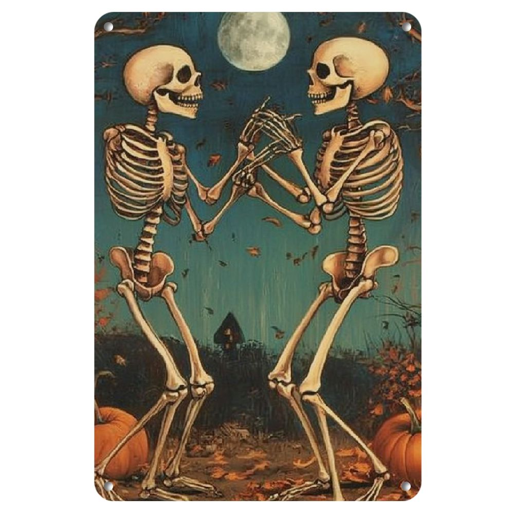 1pc Retro Dancing Skeletons Metal Tin Sign - 8x12 Inch Vintage ...