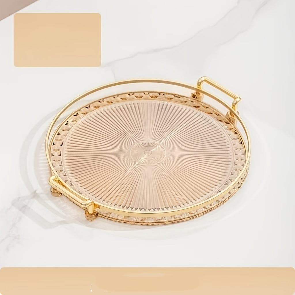 1pc Retro Double-Ear Round Storage Tray - Ins Style Living Room Coffee ...