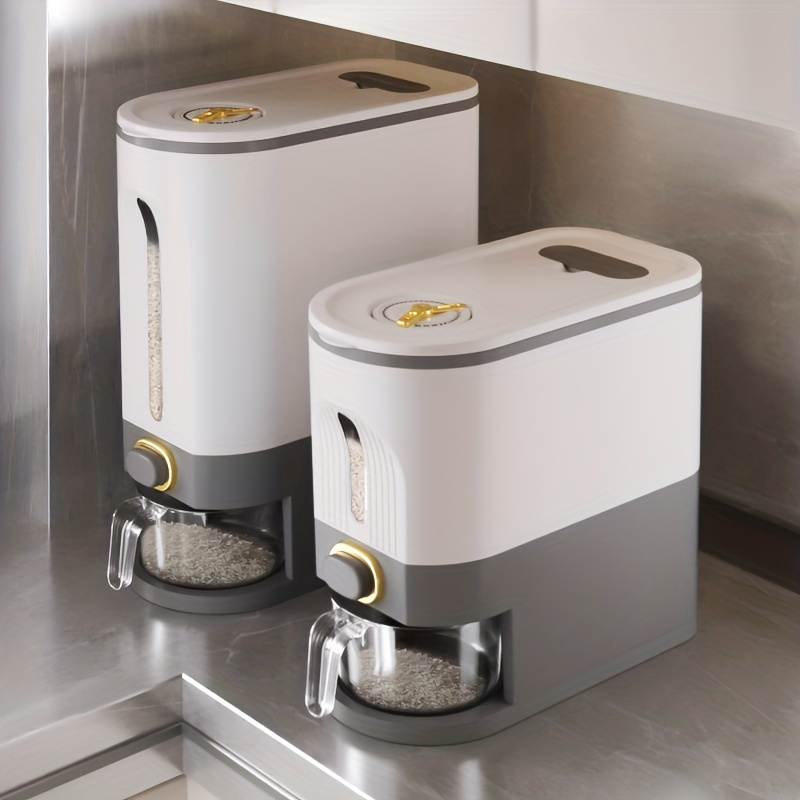 1pc Rice Bucket With Measuring Cup, Large Capacity Cereal Storage ...