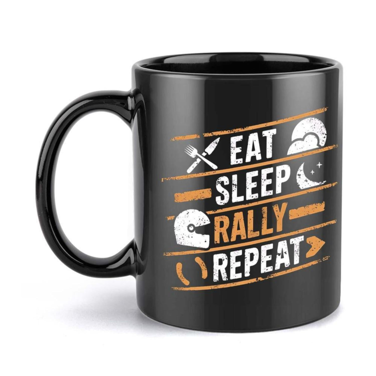 1pc Rly Lfe Coffee Mug 11oz Black with Orange Eat Sleep Rally Repeat ...