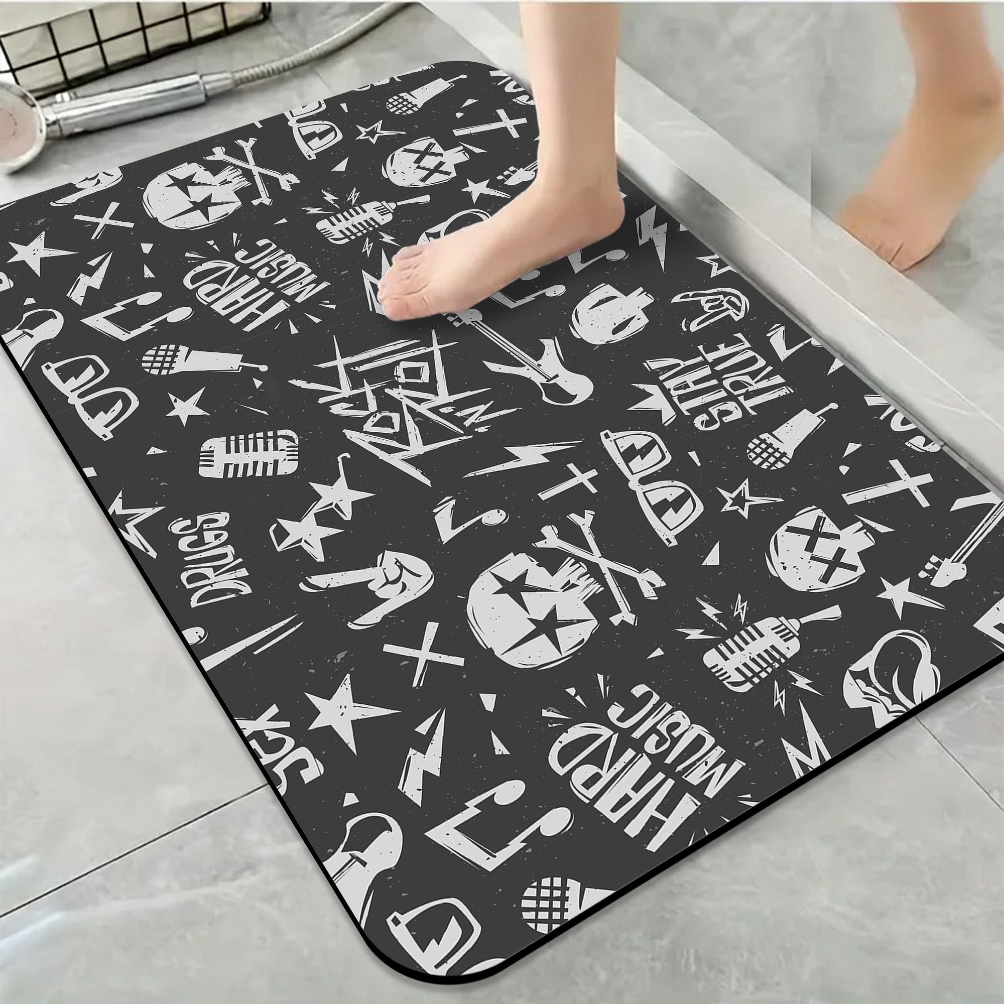 1pc Rock Music Icons Bathroom Rug Bathroom Decor and Accessories ...