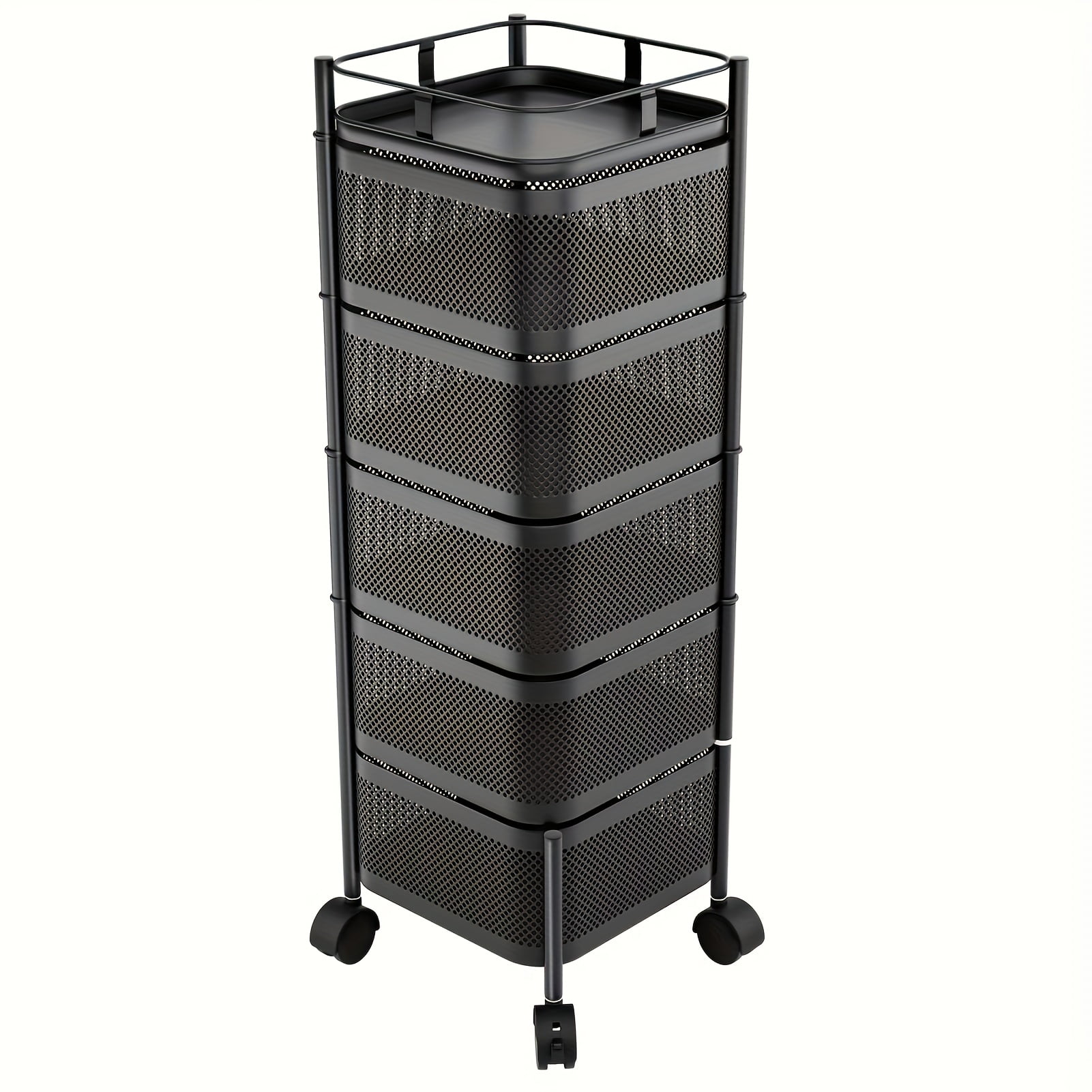 1pc Rotating Multi-Tier Round Storage Rack - Heavy-Duty Metal Frame, No ...