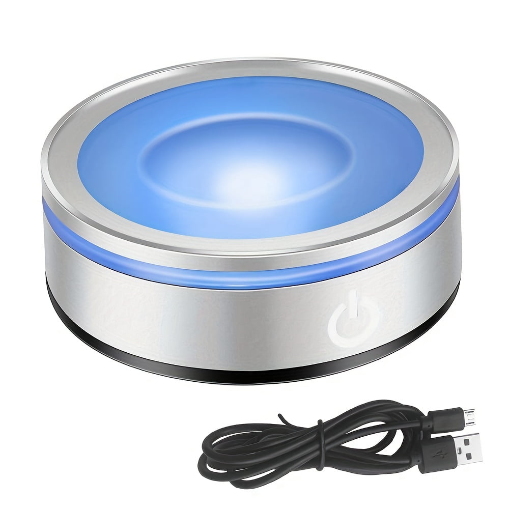 1pc Round Plastic USB Rechargeable LED Display Stand, For 3D Crystal ...
