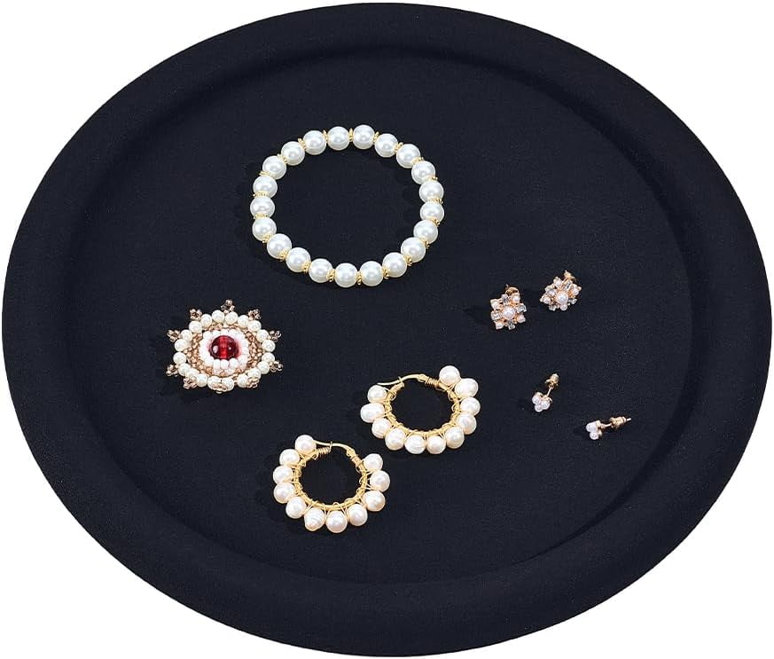 1pc Round Wood Covered with Velvet Jewelry Display Trays for Earrings ...