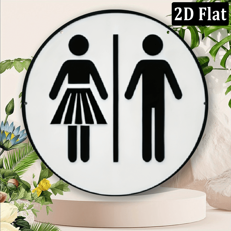 1pc, Rustic Bathroom Sign, 8x8 inches Aluminum Round Plaque, Modern ...