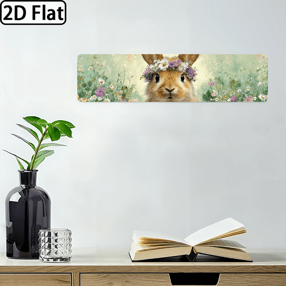 1pc Rustic Bunny Metal Sign, 16x4 Inch Iron Wall Art, Colorful Spring ...