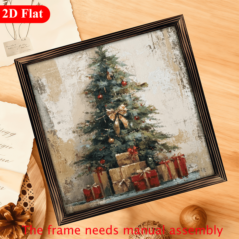 1pc Rustic Christmas Wooden Wall Art Sign - 12x12 inch Framed Recycled ...