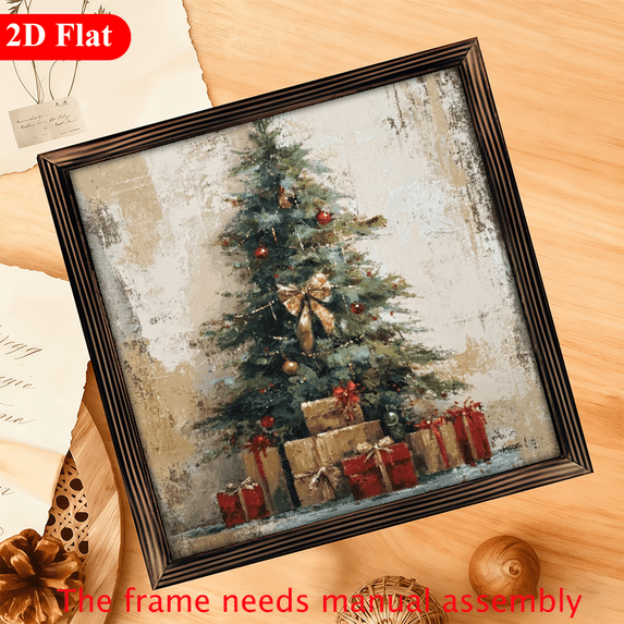 1pc Rustic Christmas Wooden Wall Art Sign - 12x12 inch Framed Recycled ...