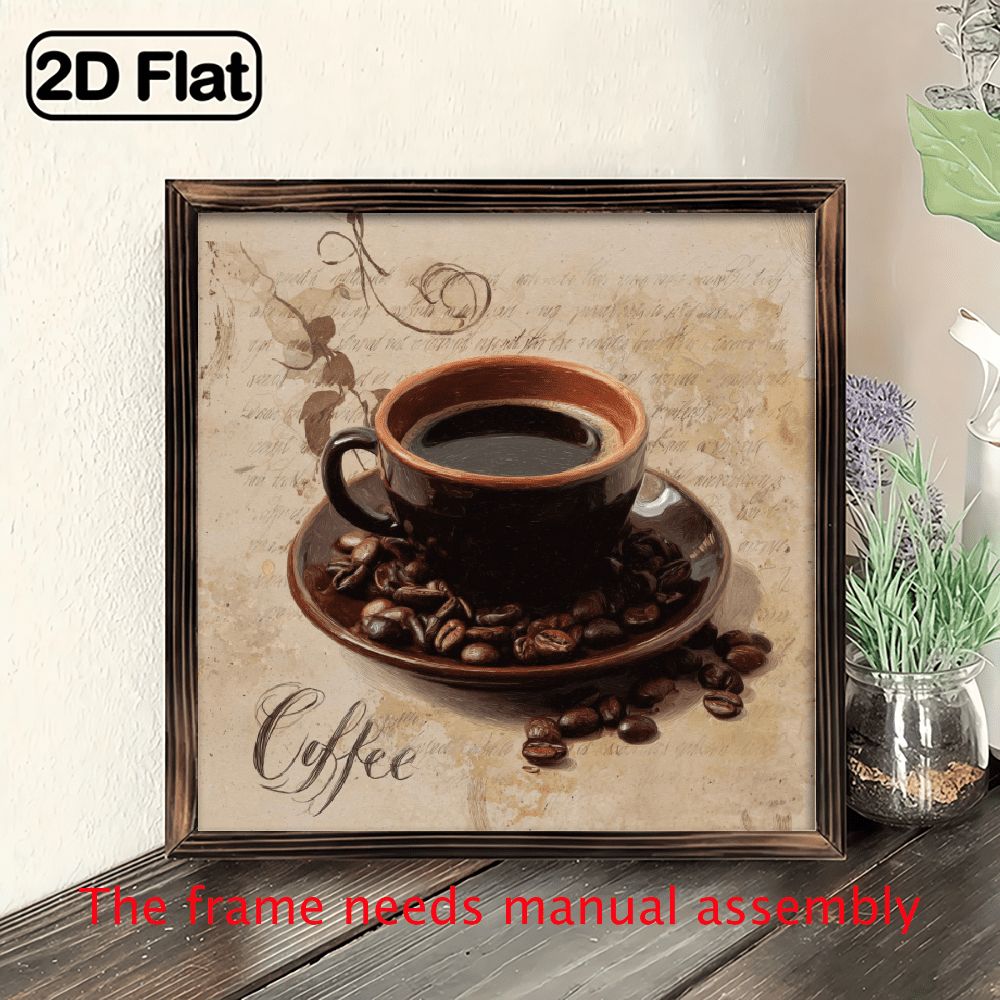 1pc Rustic Coffee-Themed Wooden Wall Art Sign - 8x8 Vintage Farmhouse ...