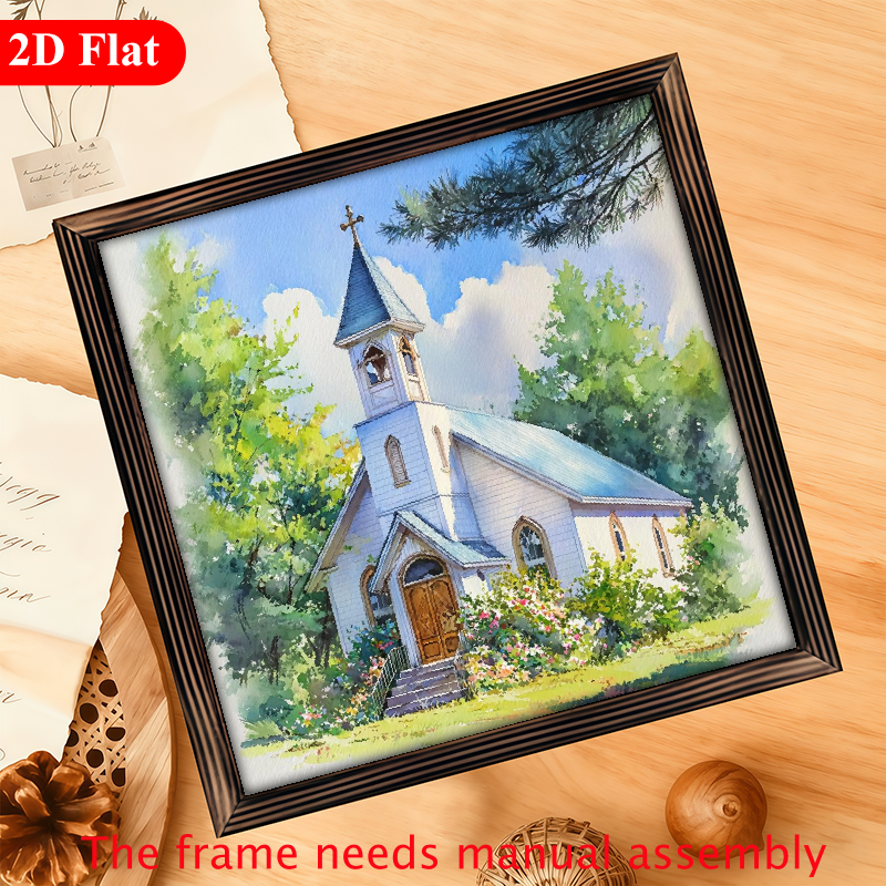 1pc Rustic Farmhouse Country White Church Wood Framed Sign - 12x12 Inch ...