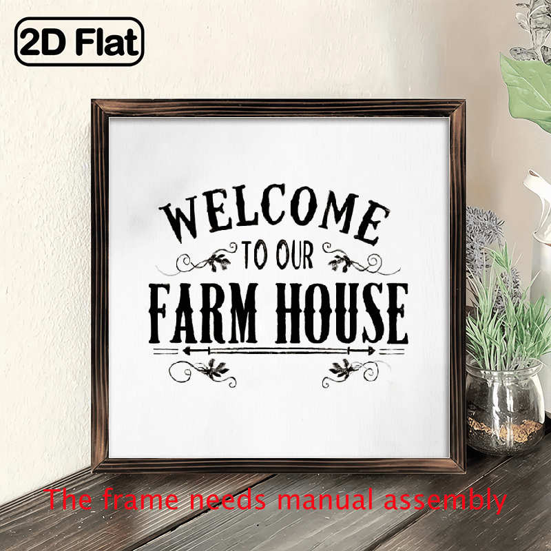 1pc Rustic Farmhouse Welcome Sign - 8x8 Inch Wooden Wall Art with ...
