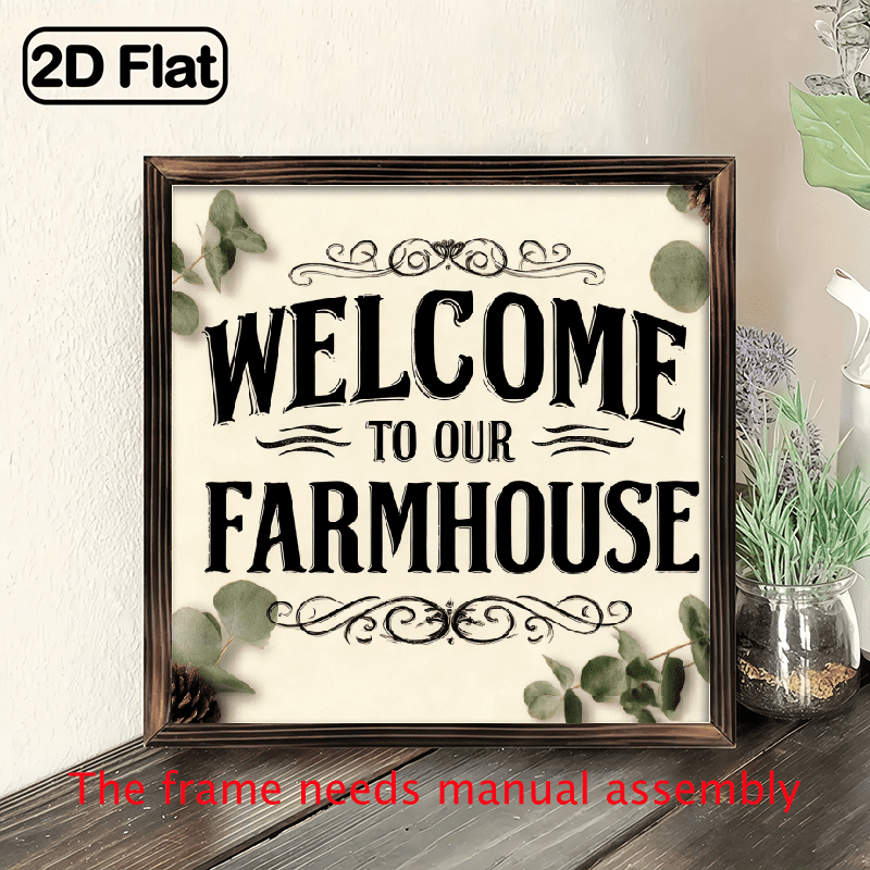 1pc Rustic Farmhouse Welcome Sign - 8x8 Inch Wooden Wall Hanging with ...
