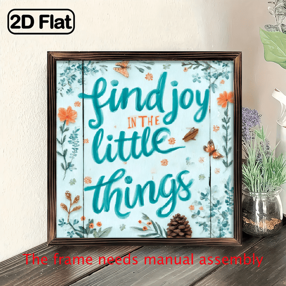 1pc Rustic Farmhouse Wood Wall Hanging Sign - Find Joy in the Little ...